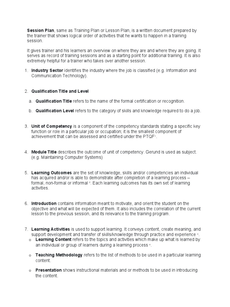 Session Plan | PDF | Learning | Educational Assessment