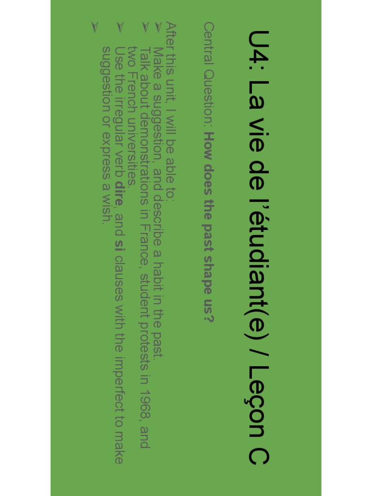 French 2 Unit 4 Leçon C | PDF