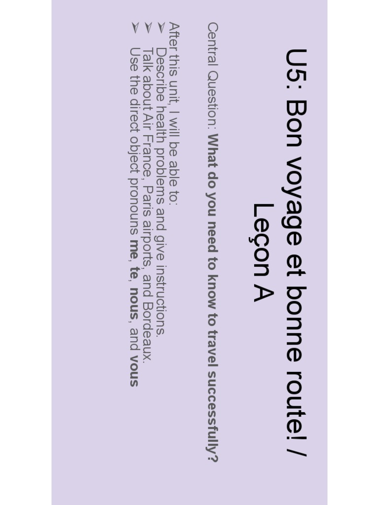 French 2 Unit 5 Leçon A | PDF