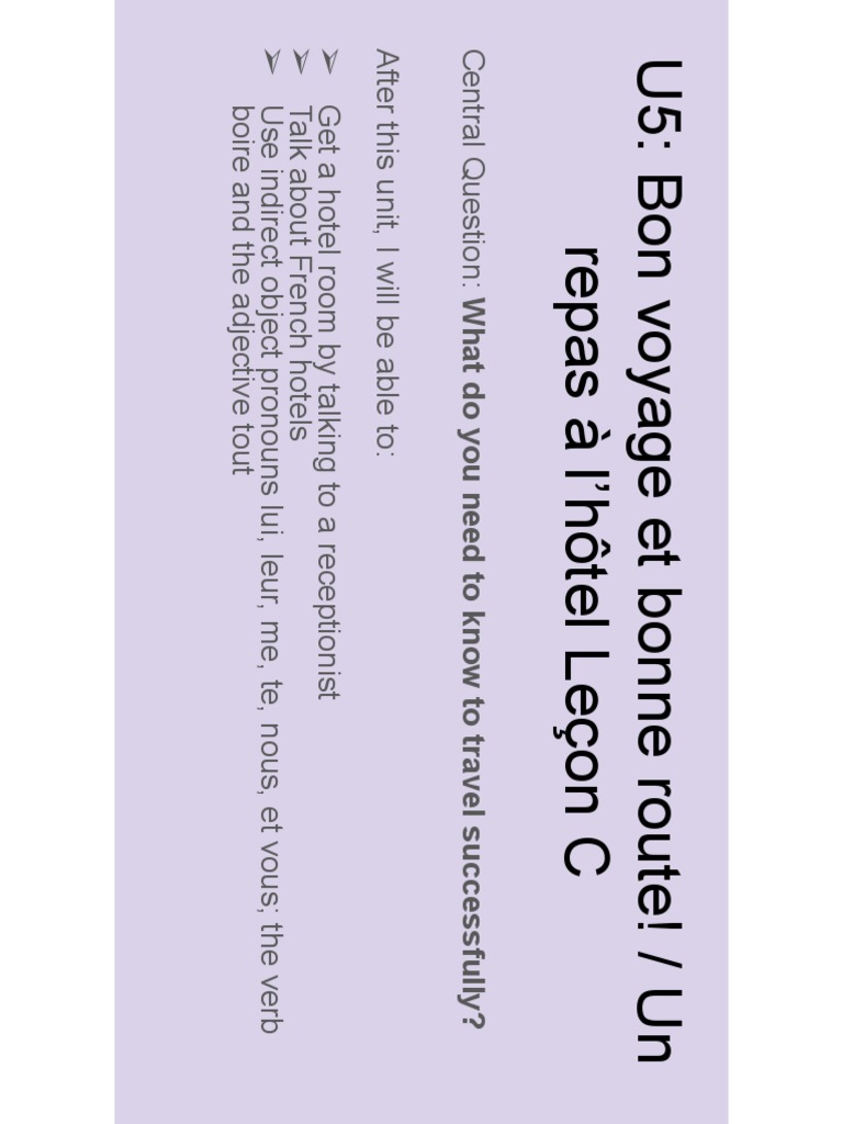 French 2 Unit 5 Leçon C | PDF