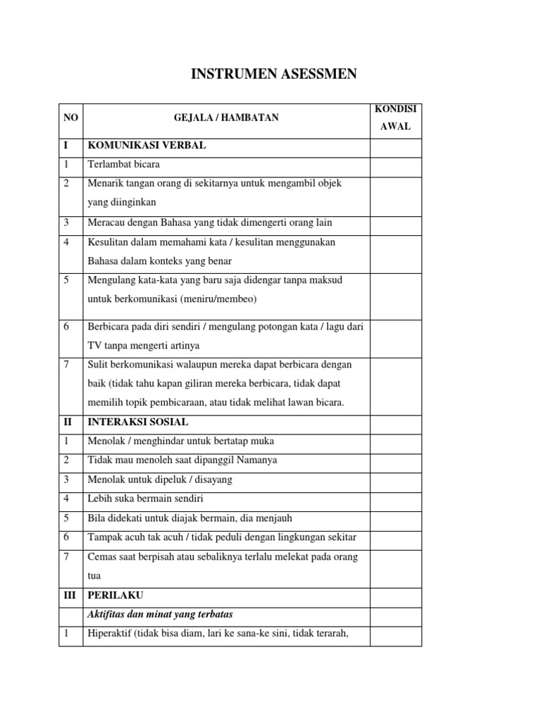 Instrumen Asesmen SH | PDF