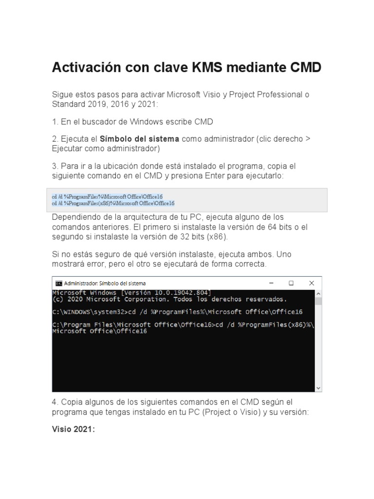 Activación KMS de Visio y Project CMD | PDF | Microsoft Windows | Microsoft