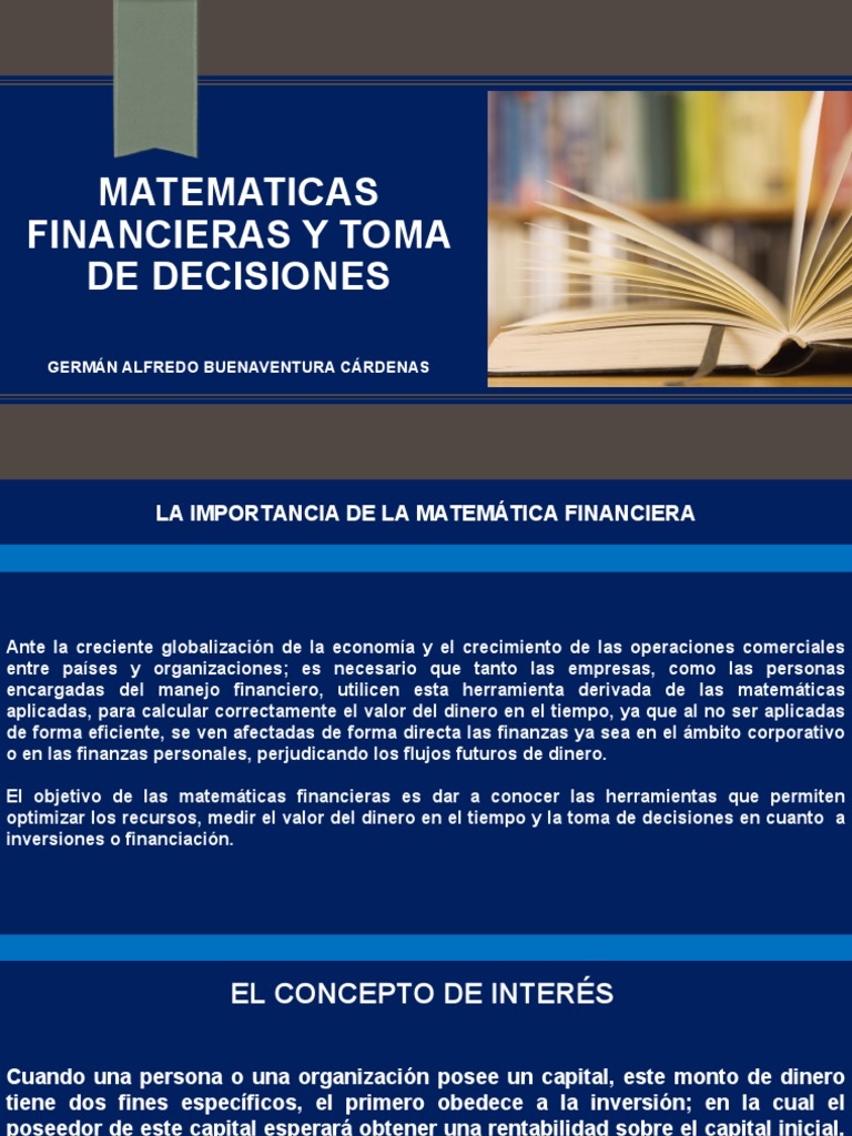 Matematicas Financieras y Toma de Decisiones | PDF | Interés | Bancos
