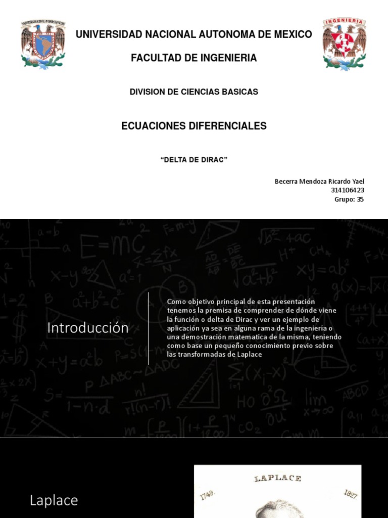 Delta de Dirac ECUACIONES DIFERENCIALES | PDF | Transformada de Laplace | Integral