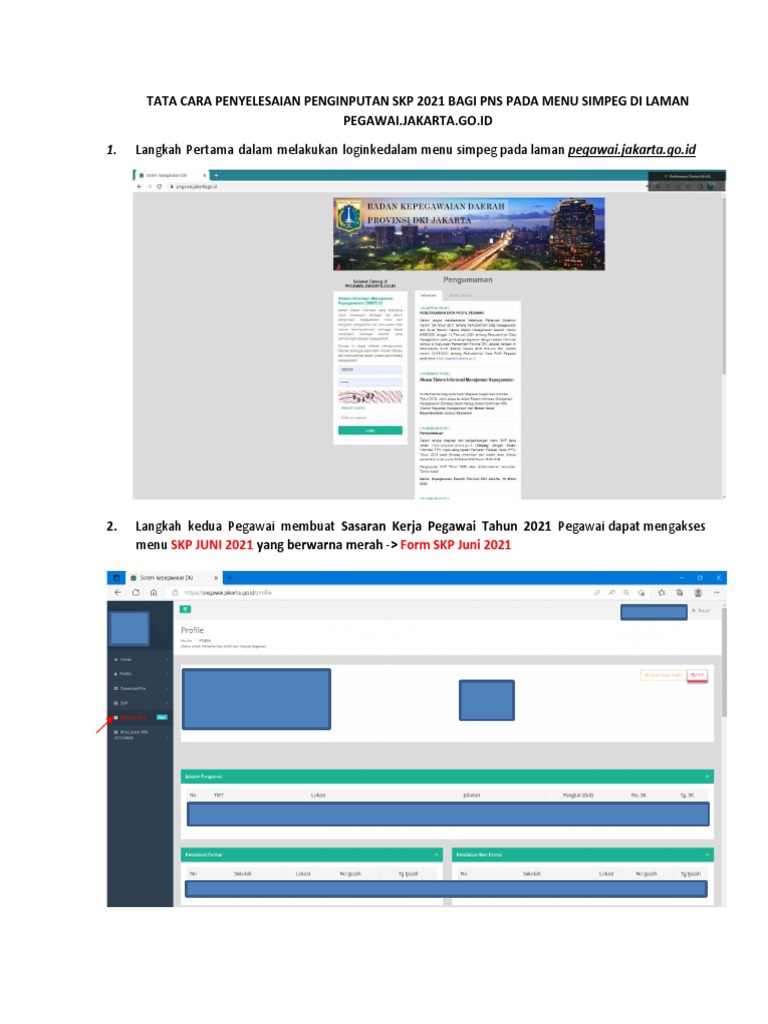 Tata Cara Penyelesaian Penginputan SKP 2021 Pada SIMPEG | PDF