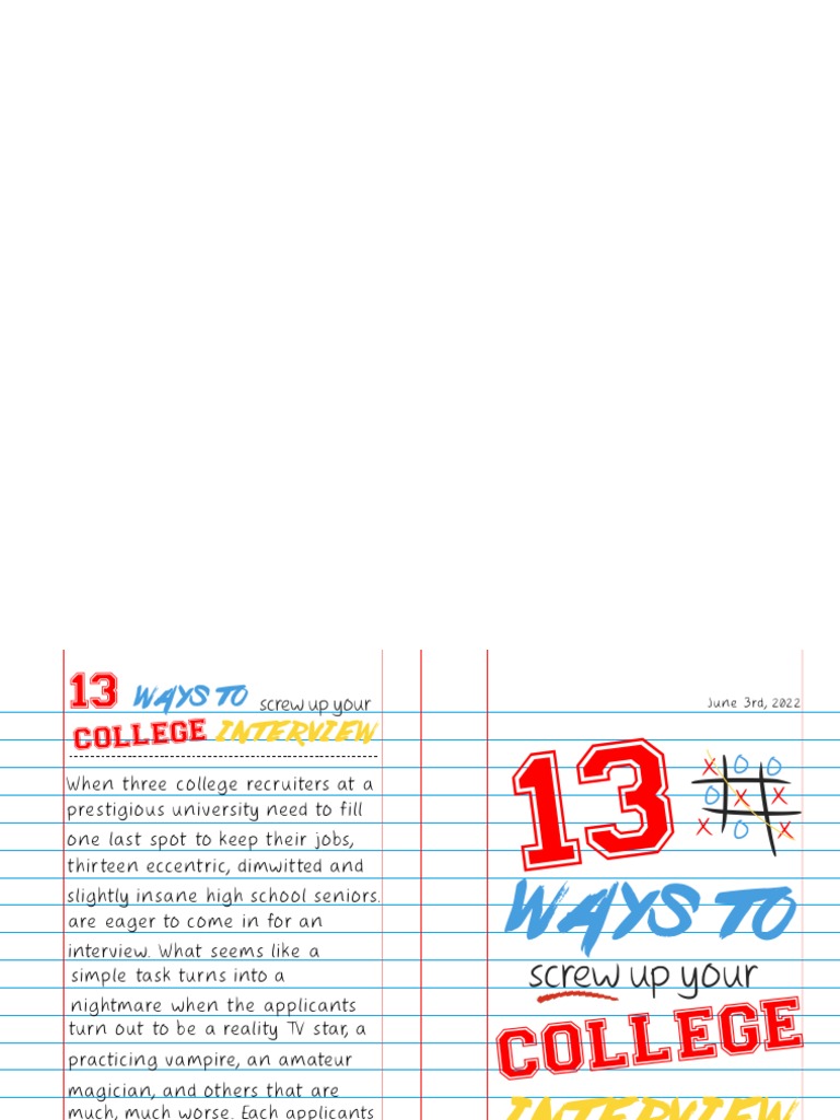 13 Ways To Screw Up Your College Interview | PDF 13 Ways To Screw Up Your College Interview | PDF