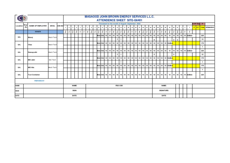 MJBES G-6401 Timesheet (-2022) | PDF