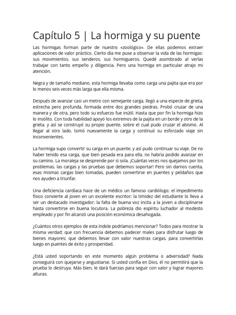 La hormiga y su puente de superación | PDF
