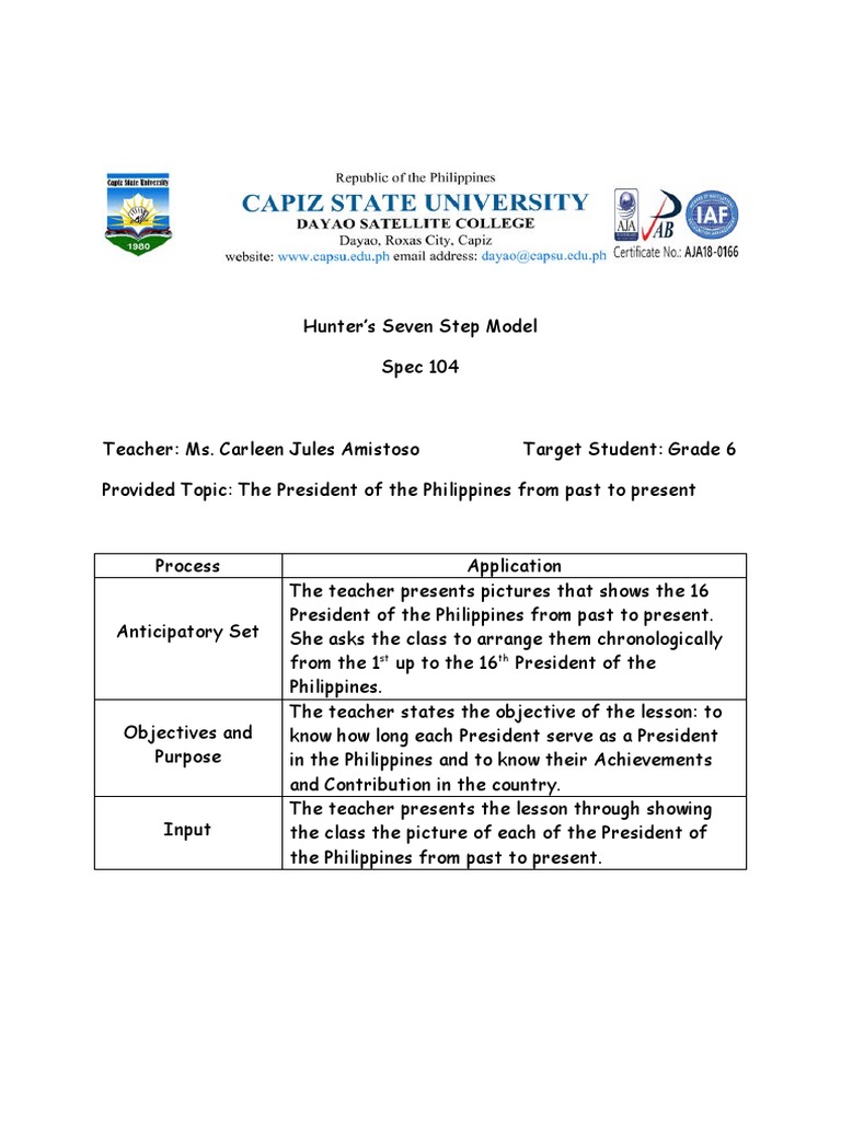 Hunters Seven Steps Model | PDF