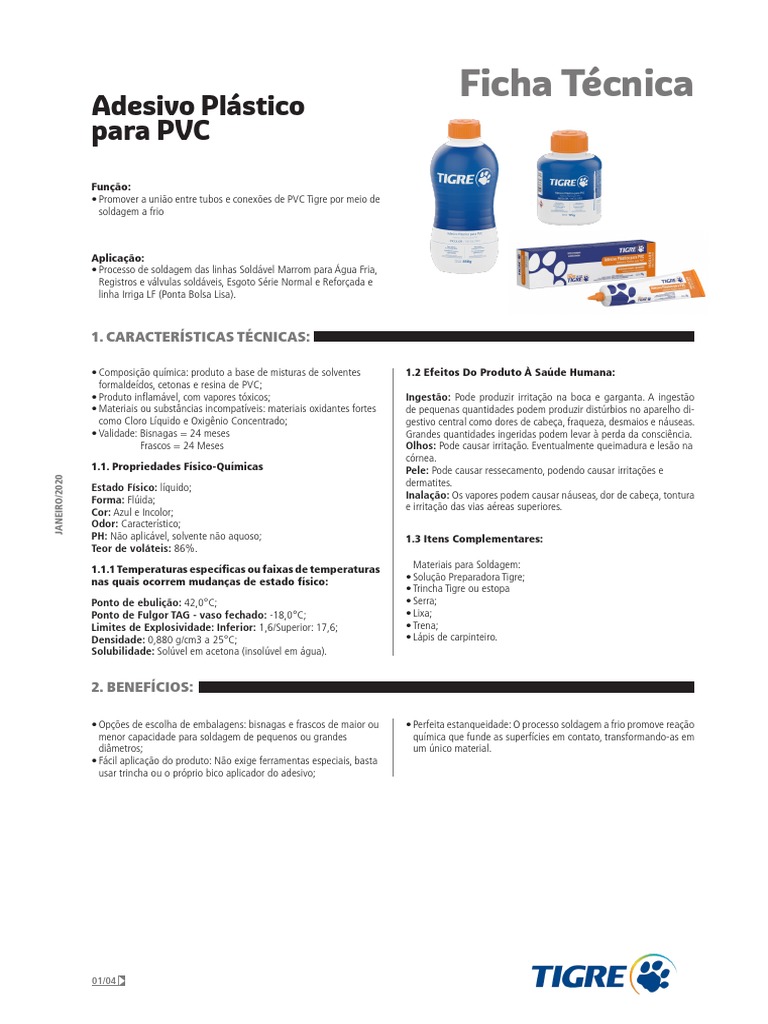 199 - FT - Adesivo Plastico para PVC | PDF | Cloreto de polivinila (PVC) | Solvente