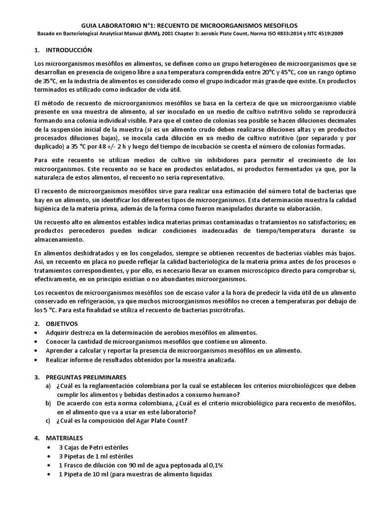 Guia Rto Mesofilos | PDF | Alimentos | Microorganismo