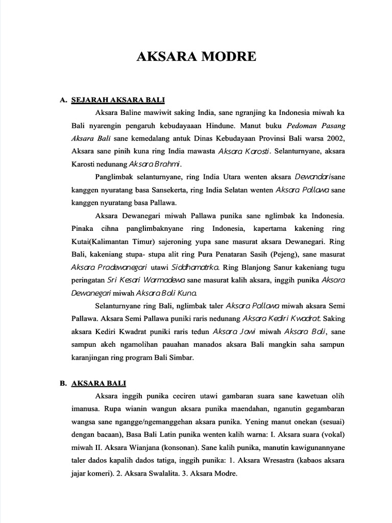 Sejarah dan Jenis Aksara Modre | PDF