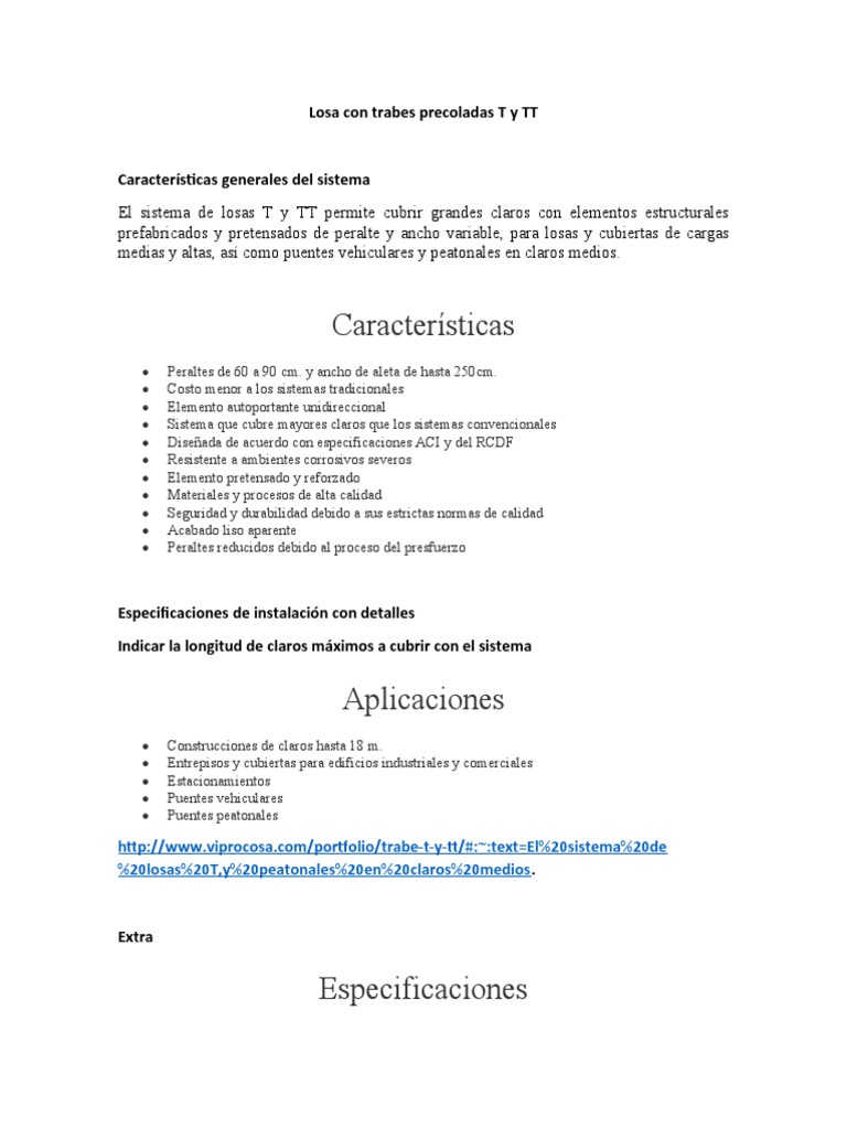 Losa Con Trabes Precoladas T y TT | PDF | Hogar, jardinería y bricolaje