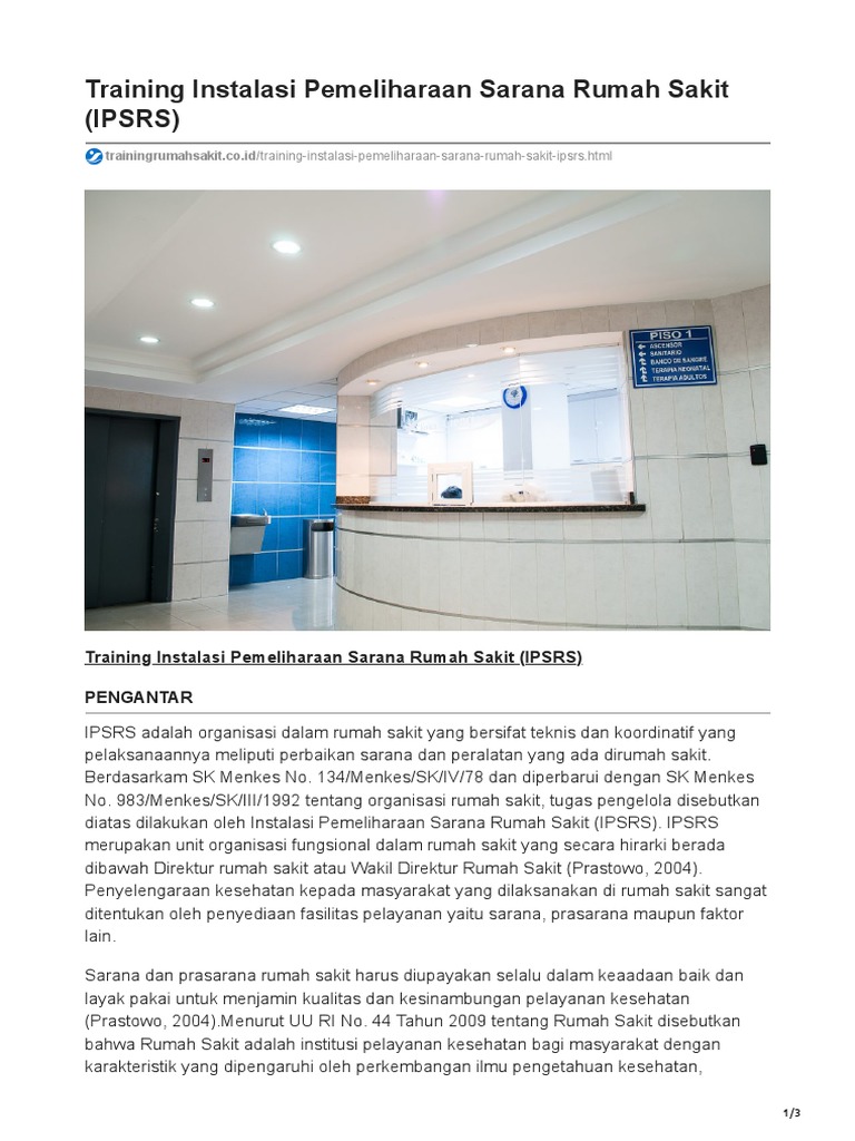 Trainingrumahsakit - Co.id-Training Instalasi Pemeliharaan Sarana Rumah ...