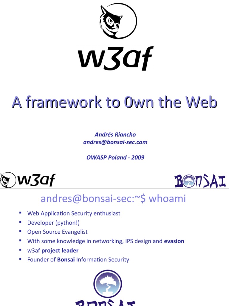 W3af A Framework To Own The Web Pdf World Wide Web Internet And Web