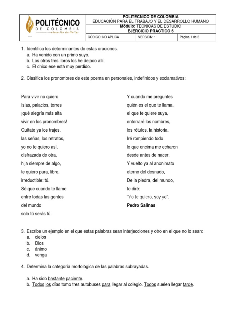 Ejercicio Practico 6 | PDF | Sintaxis | Gramática