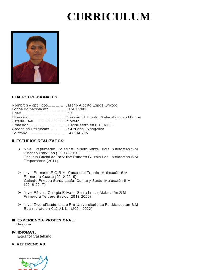 Curriculum Mario | PDF | Religión y espiritualidad