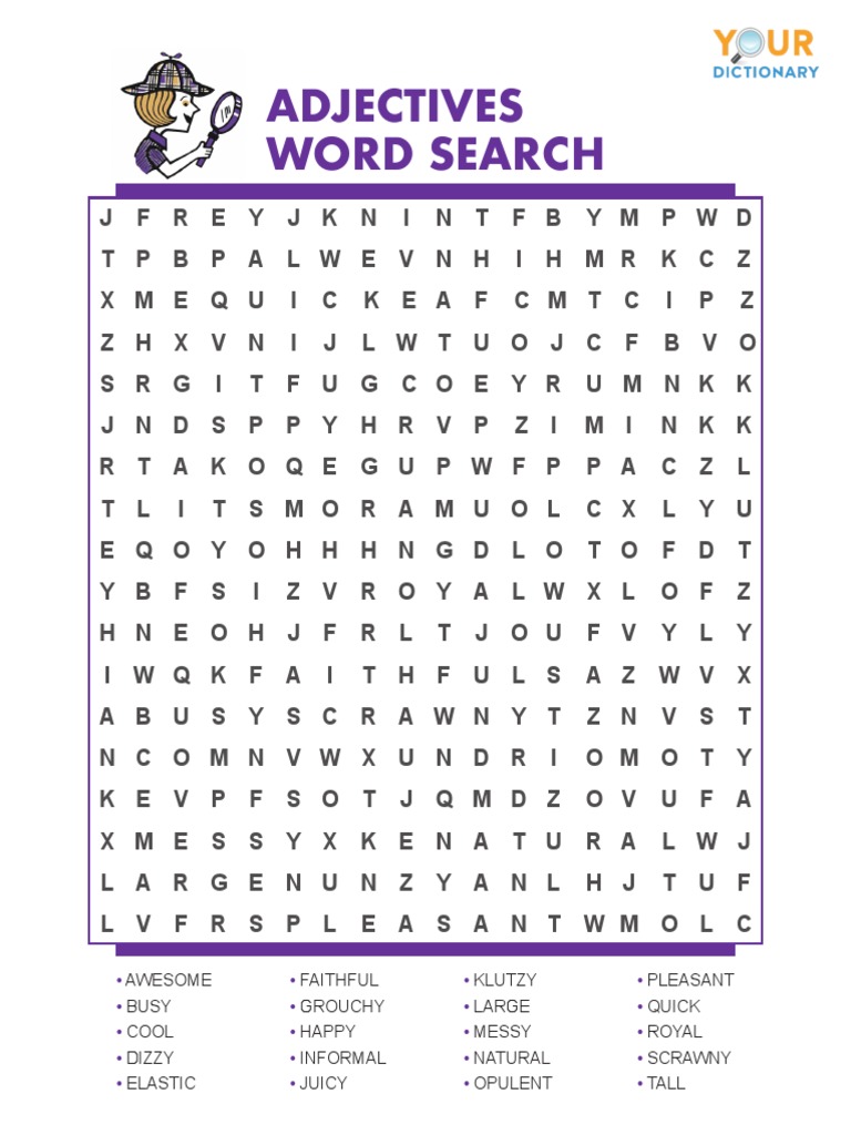 Adjectives Word Search Game | PDF