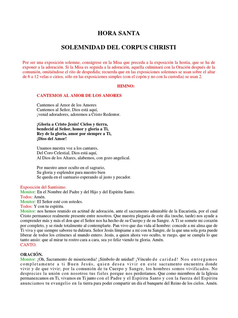 Hora Santa Corpus Christi | PDF | eucaristía | Cristo (título)