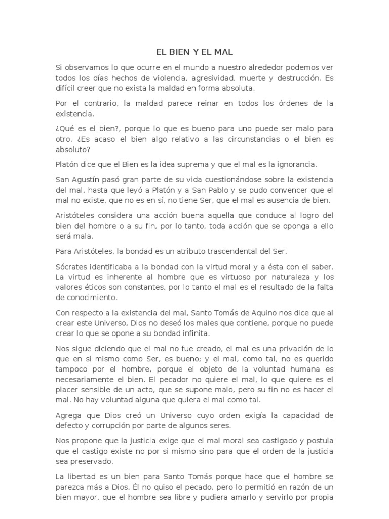 Filosofía del Bien y el Mal | PDF | Existencia | Filosofía