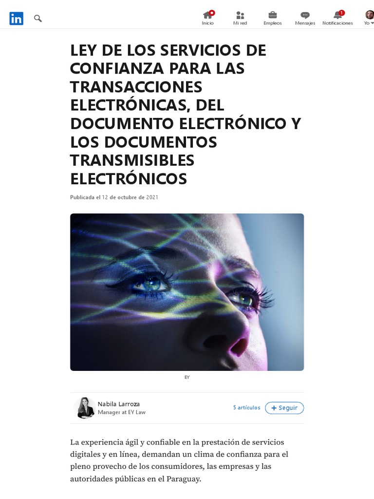 Ley 6822 de Los Servicios de Confianza P Transacciones Electrónicas Del Documento Electrónico y ...