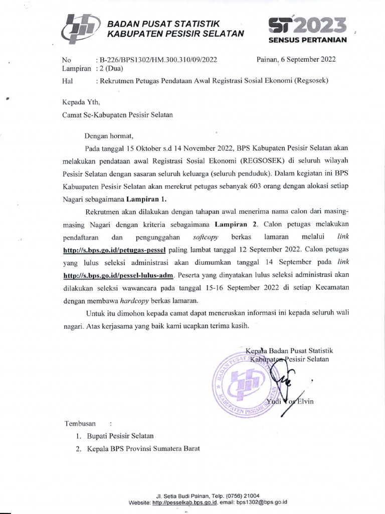 Surat Rekrutmen Petugas | PDF