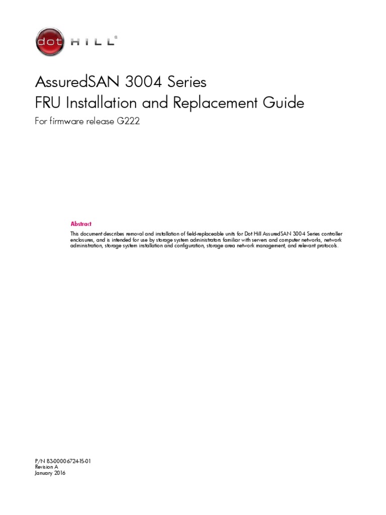 AssuredSAN 3004 Series FRU Installation and Replacement Guide - G222 - 83-00006724-15-01-A | PDF ...