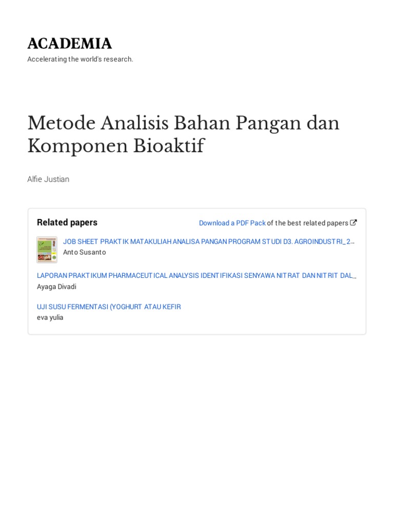 Metode Analisis Pangan & Bioaktif | PDF