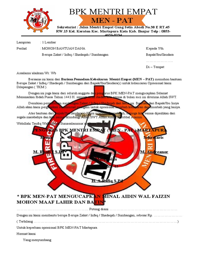 Permohonan Bantuan Dana BPK | PDF