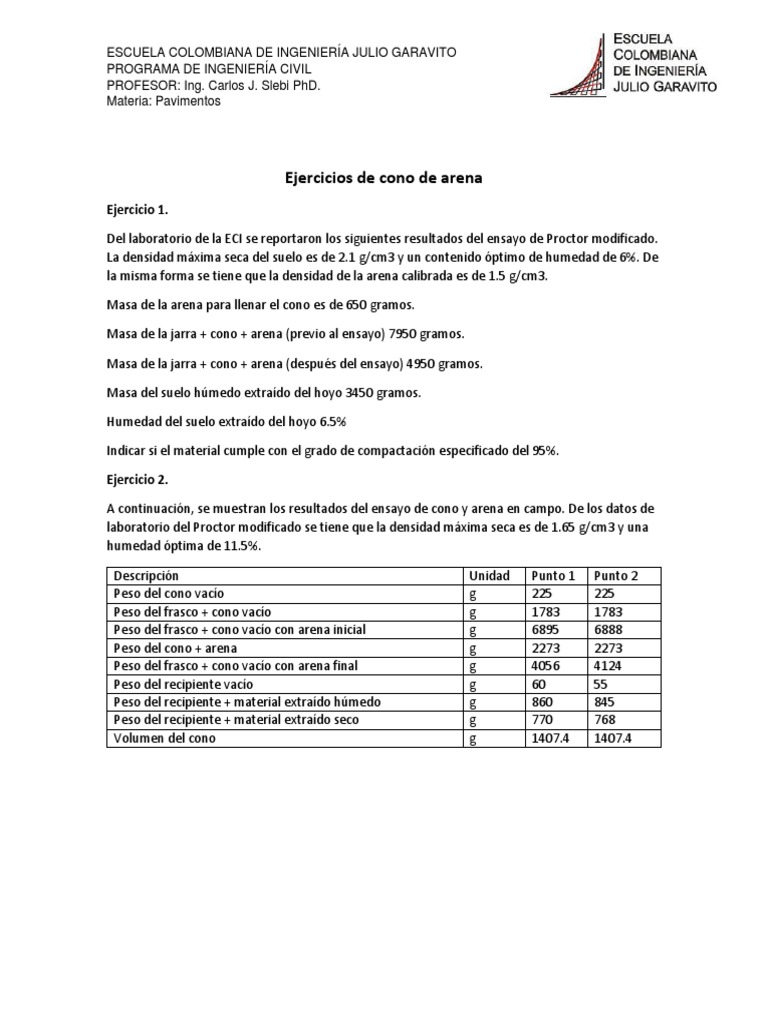 Ejercicios de Cono de Arena | PDF