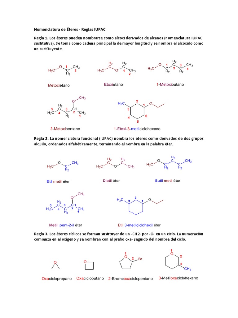 Nomenclatura de Éteres y Ejercicios | PDF