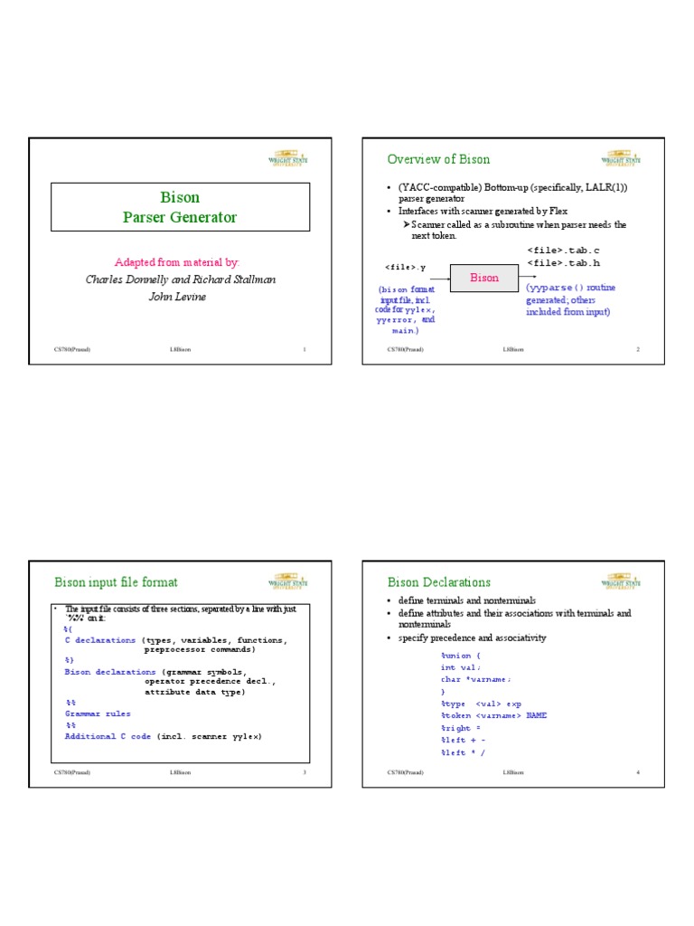 Overview of Bison Parser Generator | PDF | Syntax (Logic) | Computer Programming