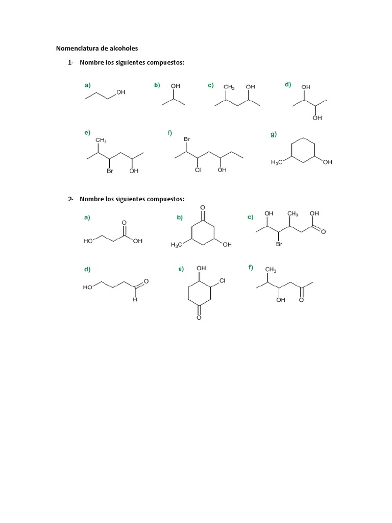 Nomenclatura de Alcoholes | PDF