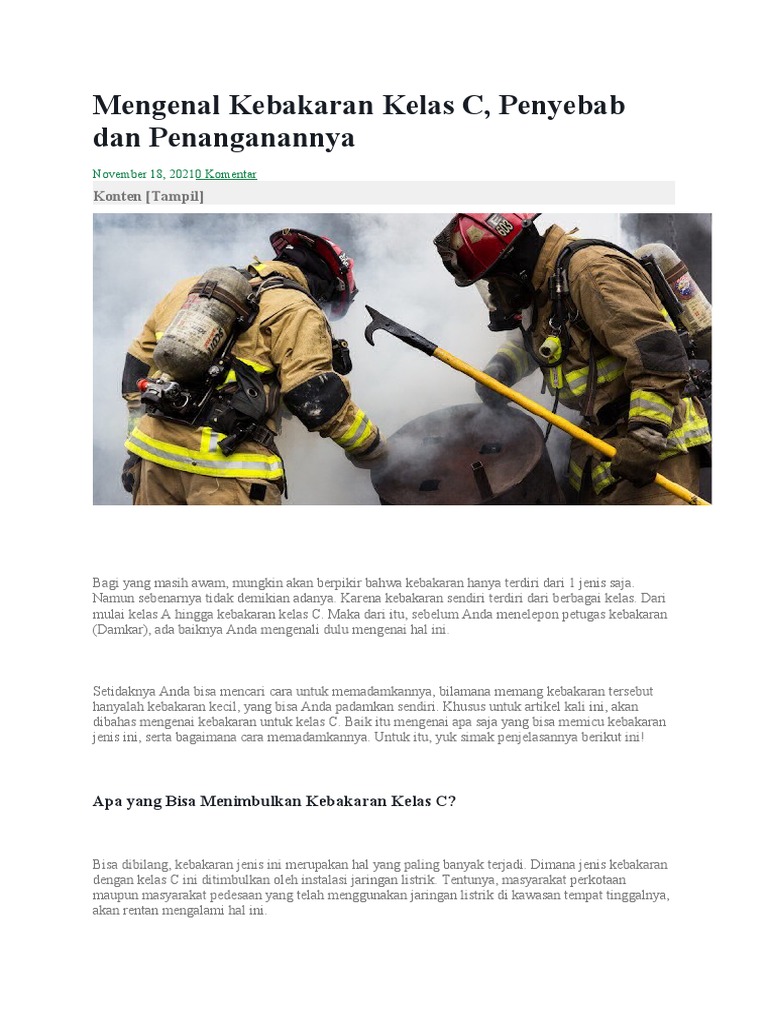 Mengenal Kebakaran Kelas C Pdf