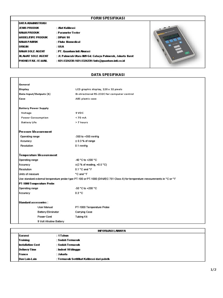 Spesifikasi-Alat-UM-DPM4 1H | PDF | Electrical Engineering ...