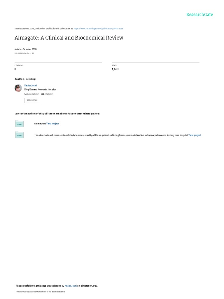 Reviewarticle Almagate AClinicaland Biochemical Review | PDF | Physical ...