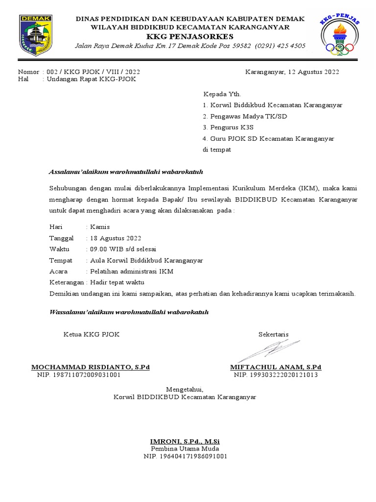 Undangan Rapat KKG | PDF