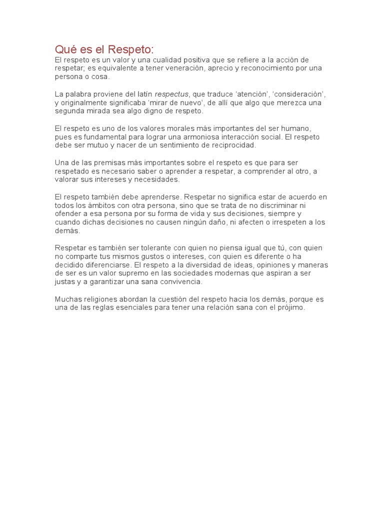 Valor y Acciones del Respeto | PDF