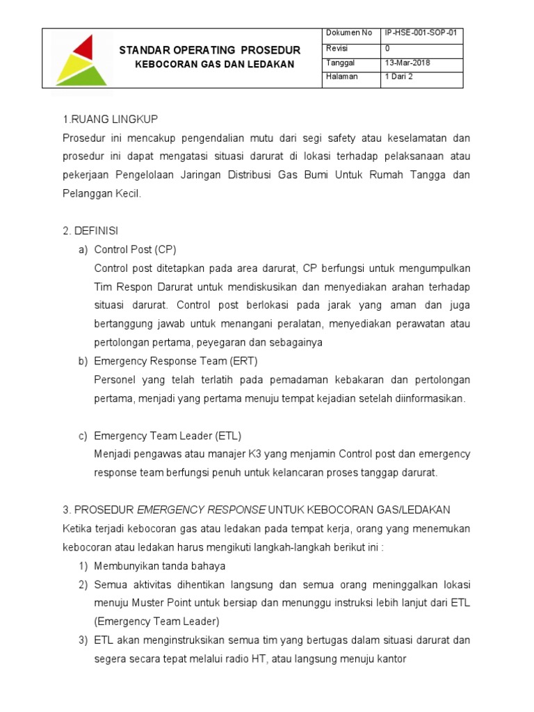 SOP Kebocoran Gas | PDF
