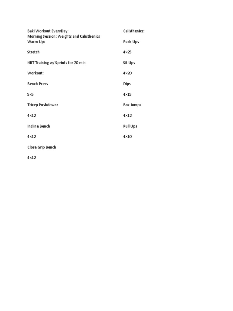 Baki Workout EveryDay | PDF