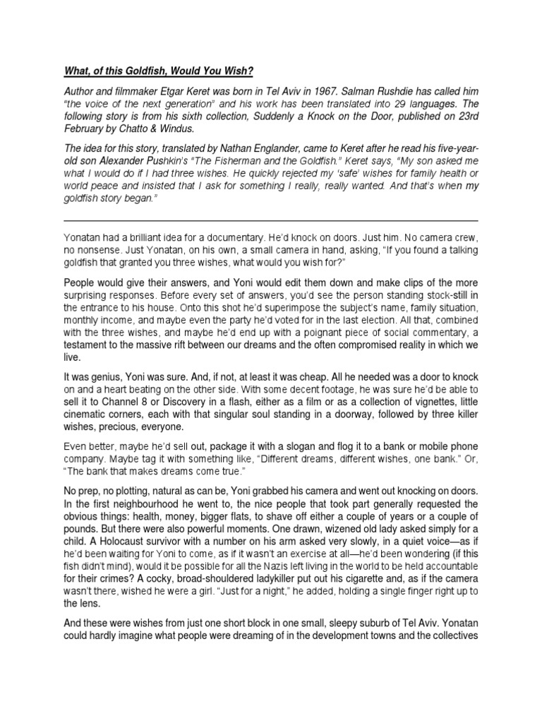 What of This Goldfish Would You Wish | PDF