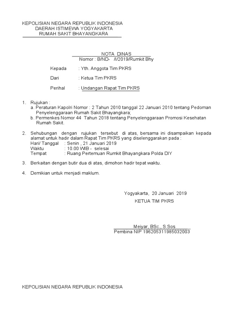 Undangan Rapat Penyusunan Program Pkrs | PDF