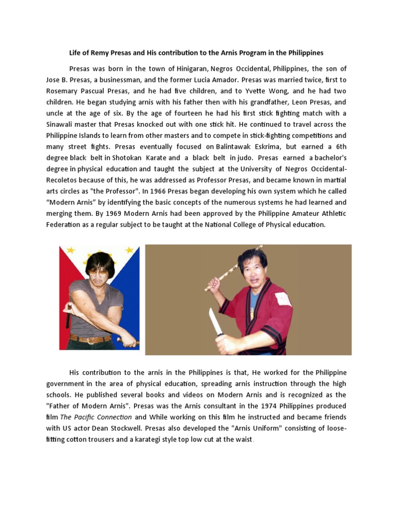Life of Remy Presas and His Contribution To The Arnis Program in The ...