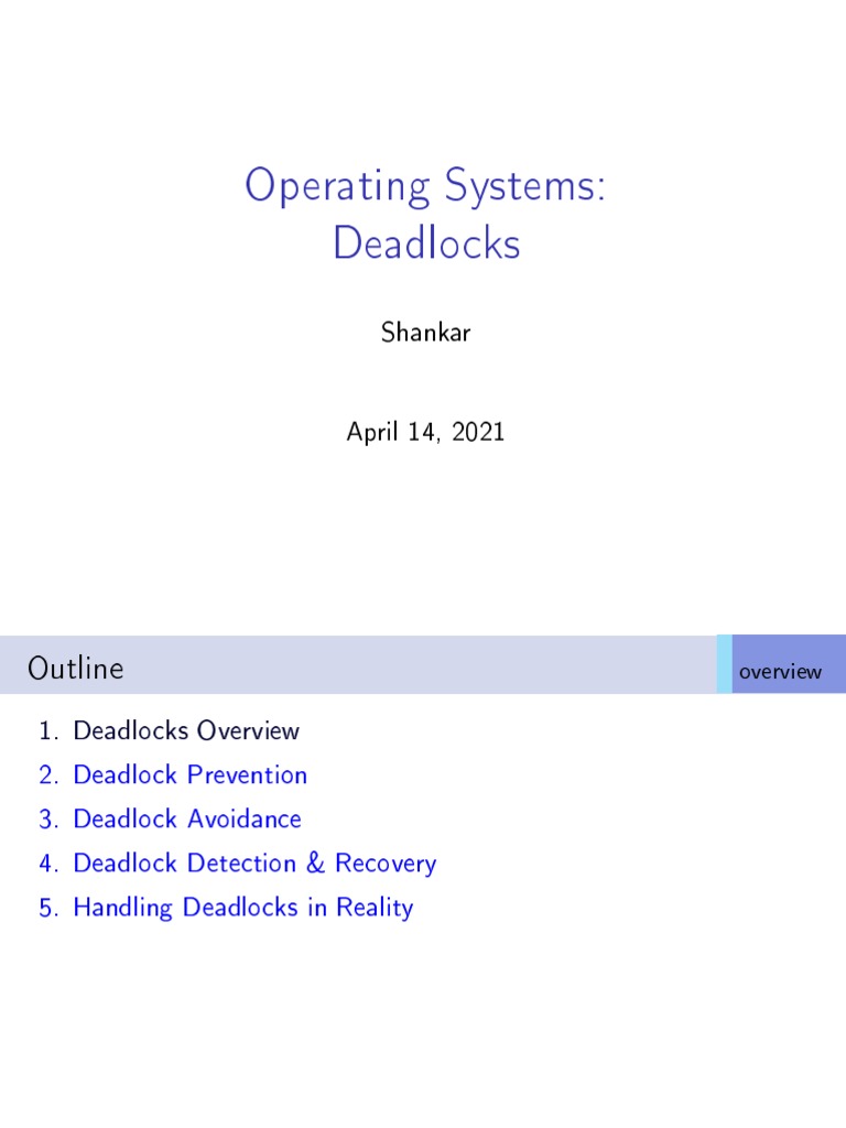 Deadlocks Slides Pdf Algorithms Operating System Technology 