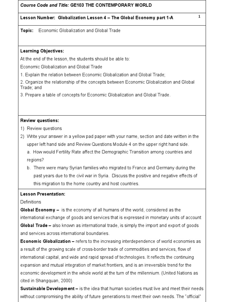 CW GE103 M4 Global Trade | PDF