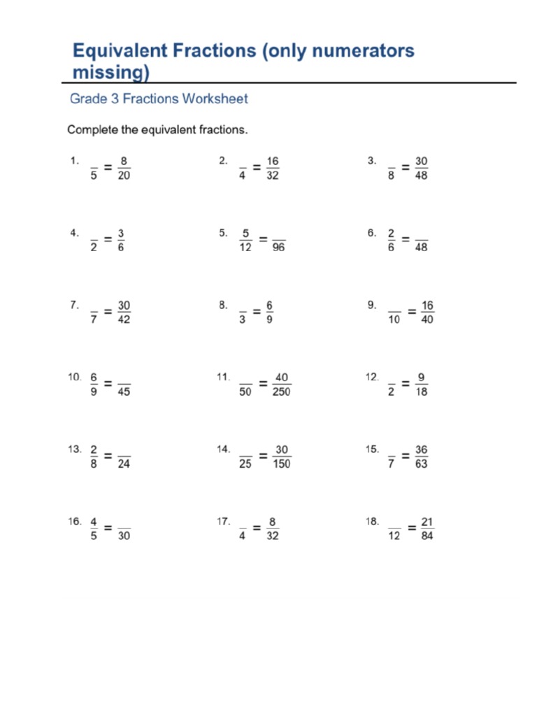 Grade 3 - Equivalent Fractions Part 2 | PDF