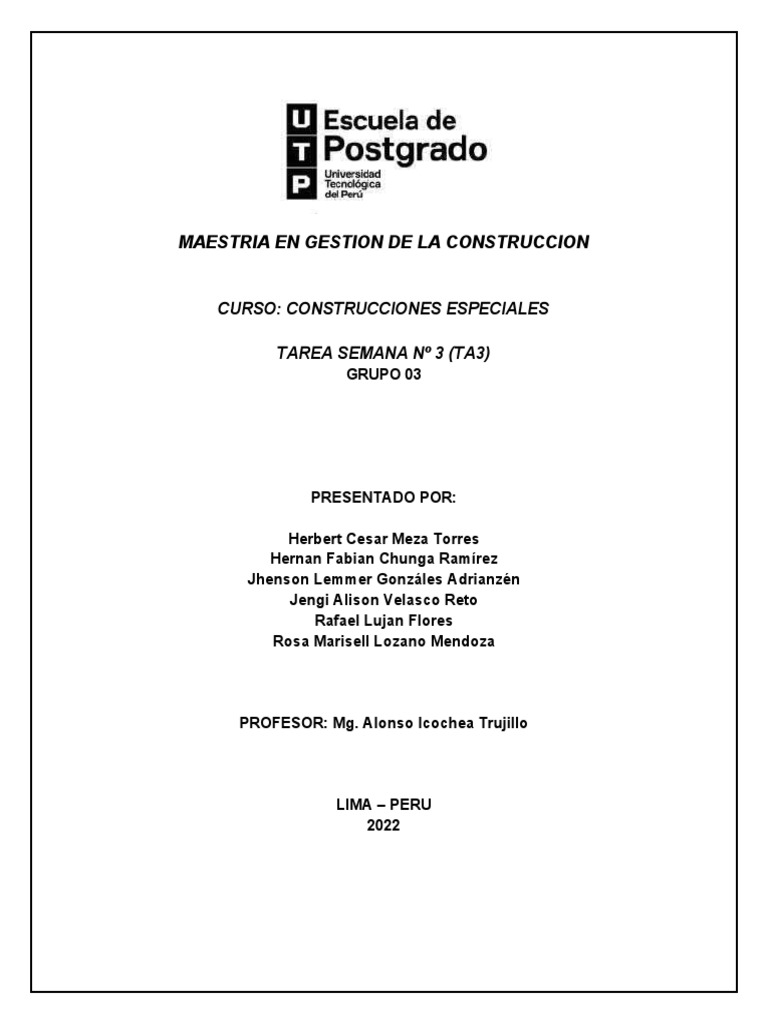 Tarea Semana 03 - Const - Especiales - Rev2 | PDF | Represa | Transporte