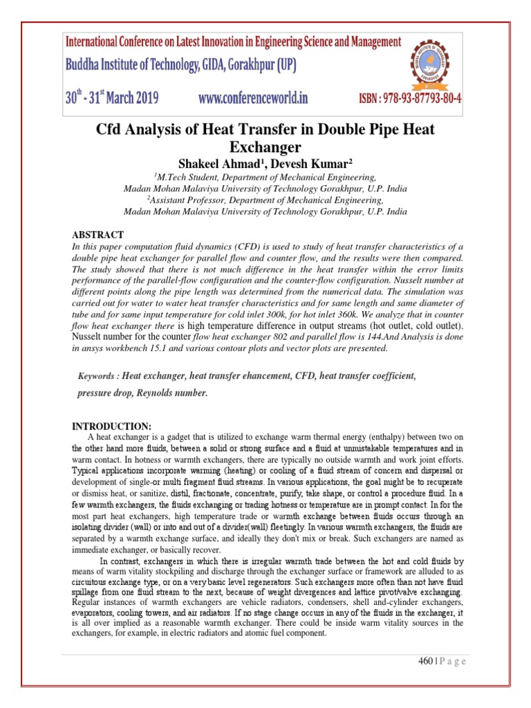 Research Paper CFD Analysis of Heat Exchanger | PDF | Heat Exchanger ...