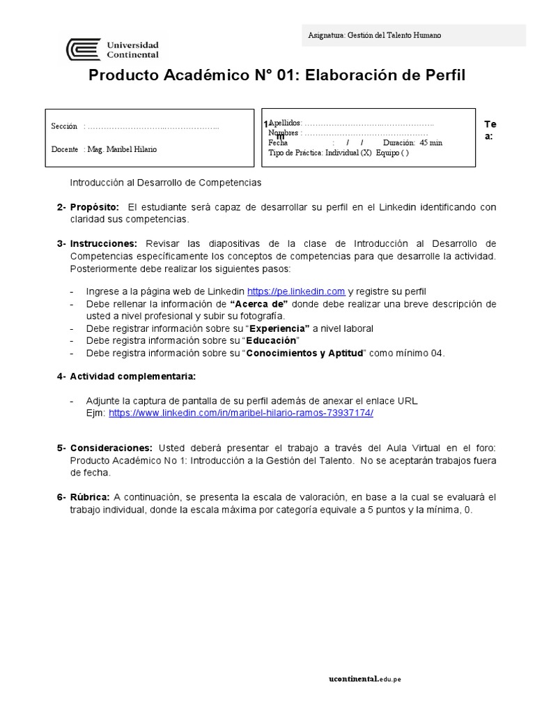 PA N°01 - Elaboración de Perfil | PDF | Crecimiento personal y profesional