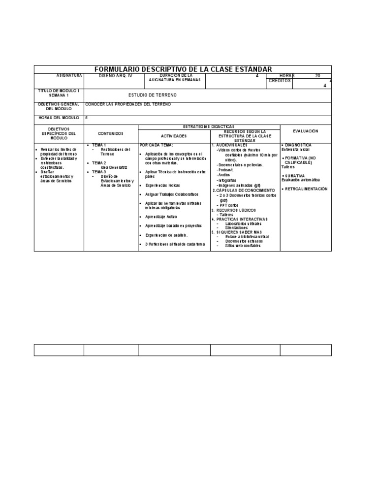 Plantilla Modular DISEÑO ARQ. 4 | PDF | Evaluación | Diseño